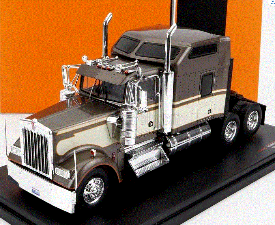 IXO-DIECAST-TR145-1:43-1990-KENWORTH-W900-TRACTOR-BIG-SLEEPER-GREY-BROWN