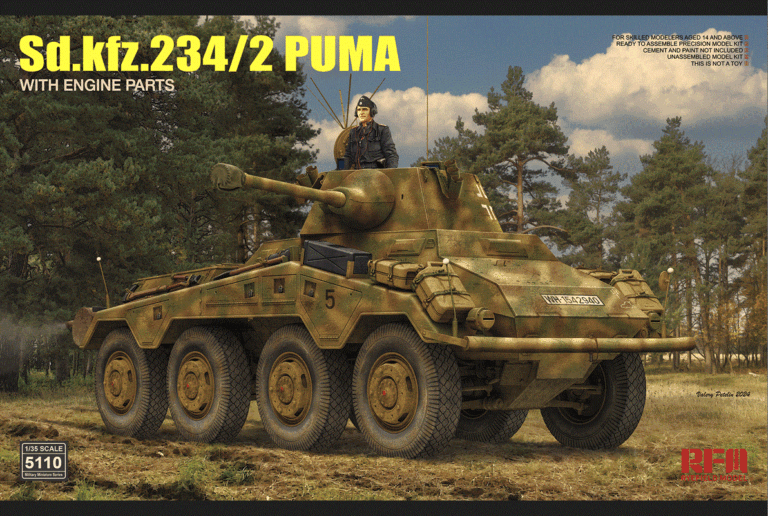 RYE-FIELD-5110-1:35-SD.KFZ-234-2-Puma-Armored-Car-with-Engine-Parts