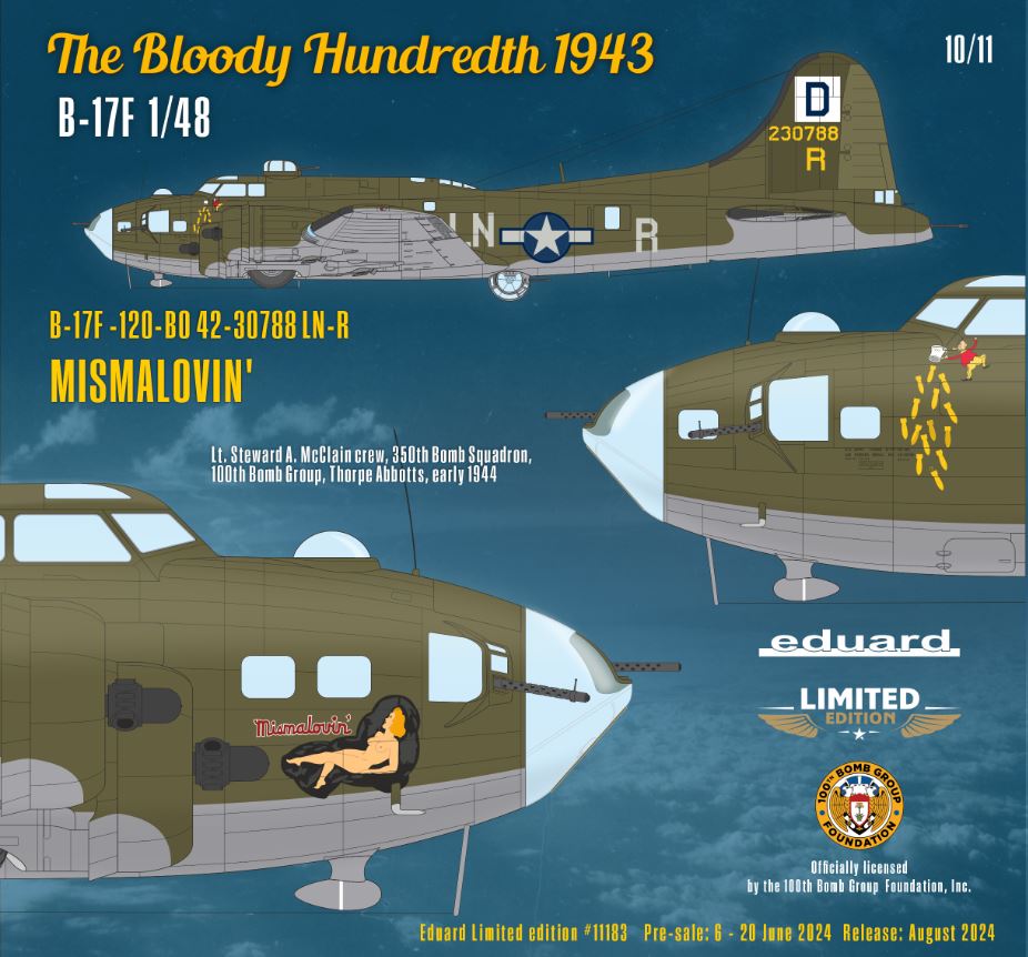 EDUARD-11183-1:48-BOEING-B-17F-THE-BLODDY-HUNDREDTH-1943