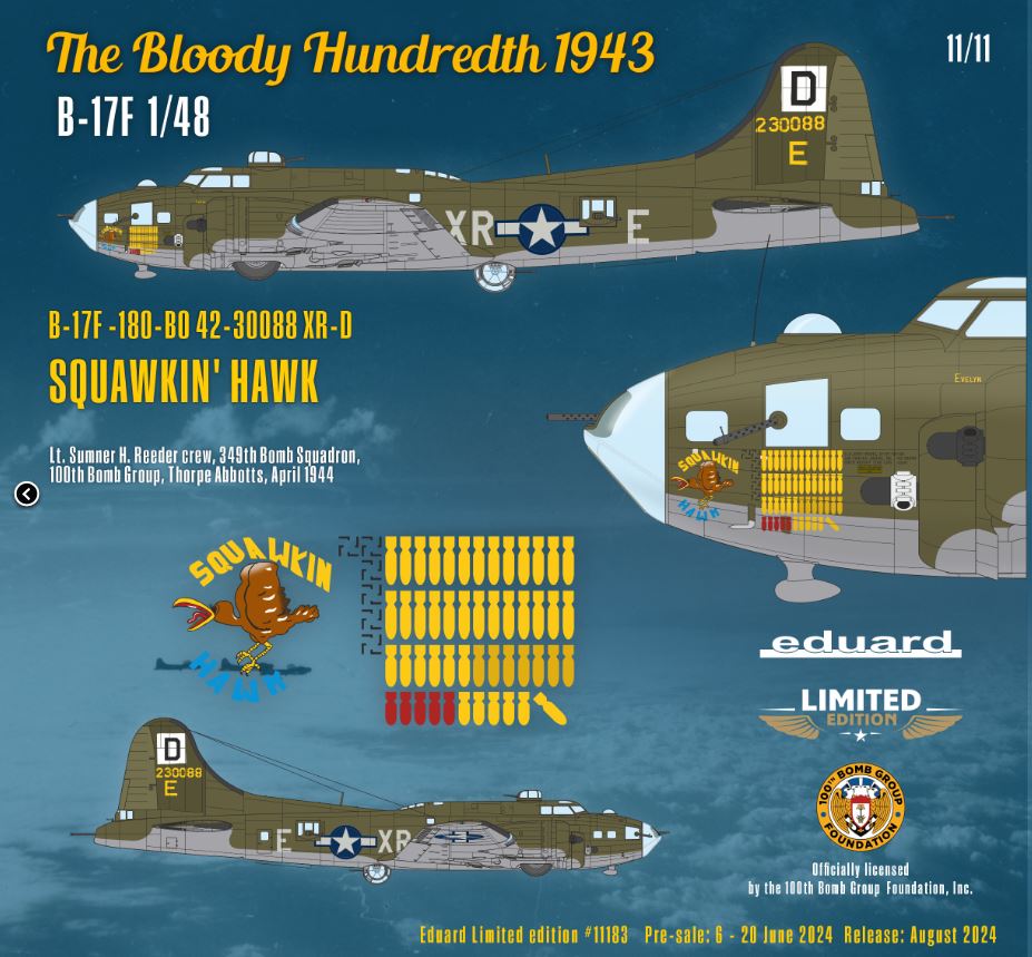 EDUARD-11183-1:48-BOEING-B-17F-THE-BLODDY-HUNDREDTH-1943