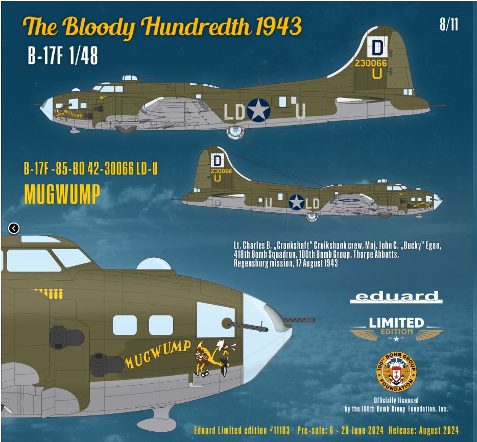EDUARD-11183-1:48-BOEING-B-17F-THE-BLODDY-HUNDREDTH-1943