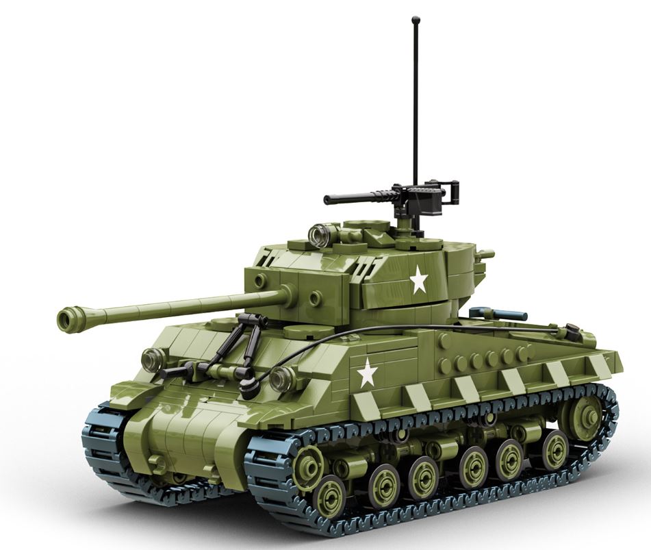 BUILD-ARMY-81002-1:33-USA-M4-Sherman-M4A3E8-Easy-Eight-Brick-Model-with ...