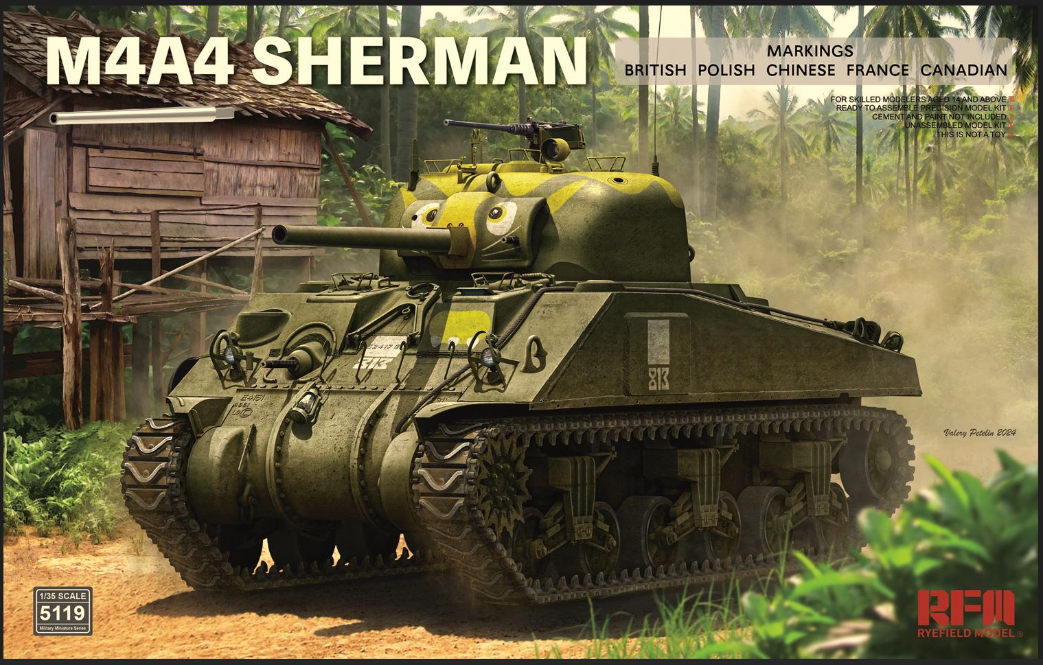 RYE-FIELD-5119-1:35-M4A4-SHERMAN-Medium-Tank-with-British-Canadian-and ...