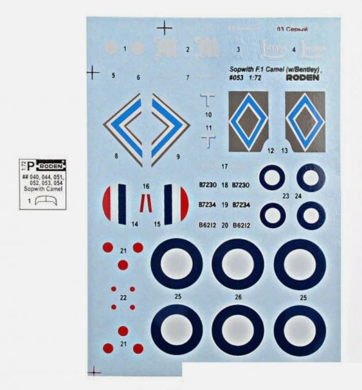 Roden-053-1:72-RFC-Sopwith-F-I-Camel-Walter-Bentley-WW1-British-Fighter